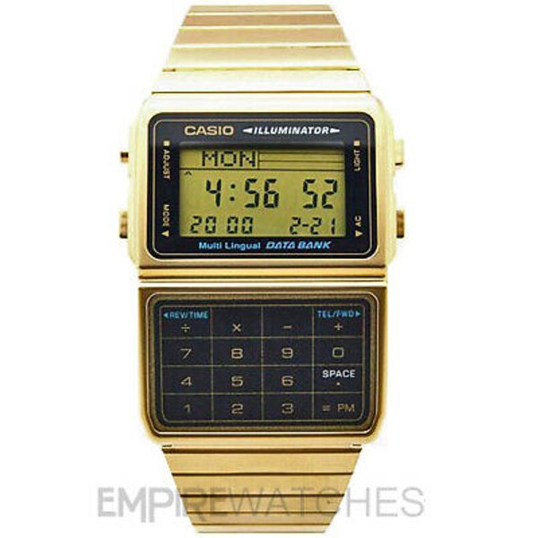 *NEW* CASIO DATABANK CALCULATOR RETRO GOLD STEEL WATCH - DBC-611G - RRP ...