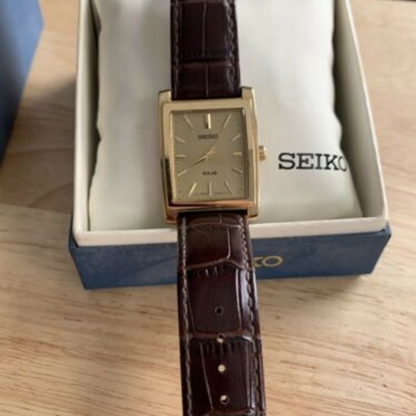 Seiko Solar Mens Strap Watch Style #SUP896 Used With Box Brown ...