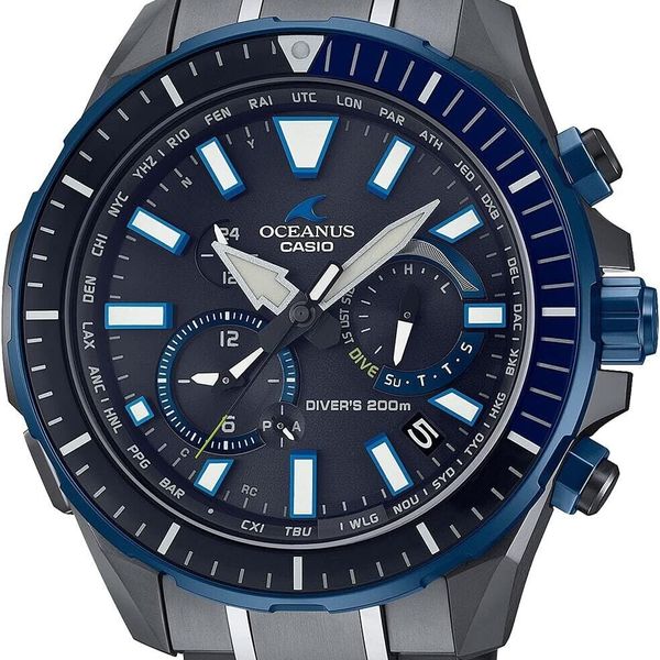 Casio Oceanus OCW-P2000B-1AJF Cachalot Diver`s 200m Titanium Watch New ...