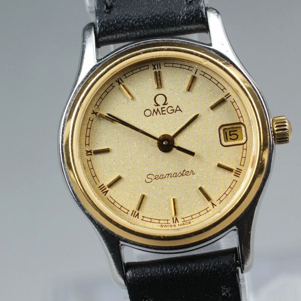 [NEAR MINT] Vintage OMEGA Seamaster Cal.1426 Gold Dial Quartz Women's ...