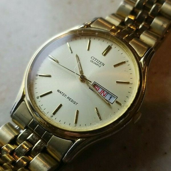 Citizen 6100-S38222 HSB Men's Watch Quartz Gold Tone Runs New Battery ...