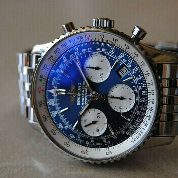 BREITLING NAVITIMER BLUE DIAL CHRONOGRAPH A23322 AUTOMATIC STEEL MENS ...