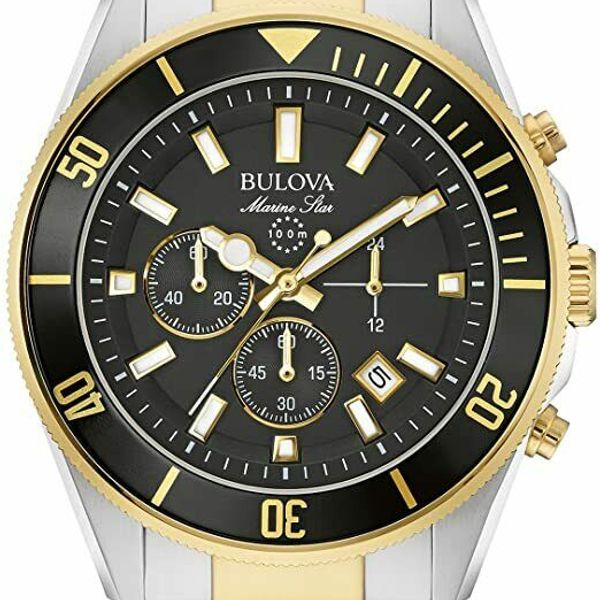 BULOVA Marine Star Two Tone Stainless Steel Chronograph 43mm Men's ...
