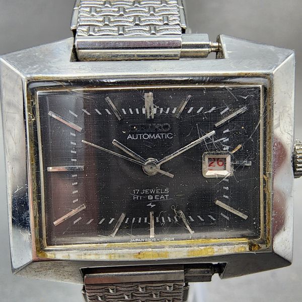 Seiko Automatic Watch Women 30mm Gray Dial Silver Tone Rectangle ...