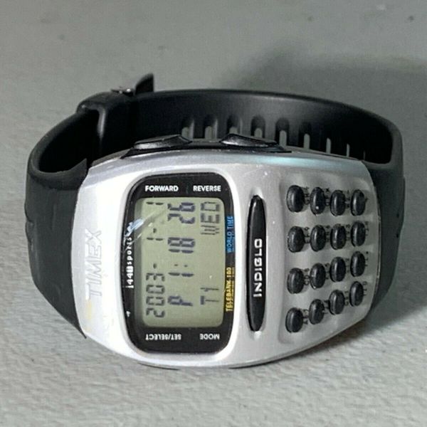 MENS TIMEX 1440 SPORTS CALCULATOR 100 TELEBANK SILICONE WATCH T59451 ...