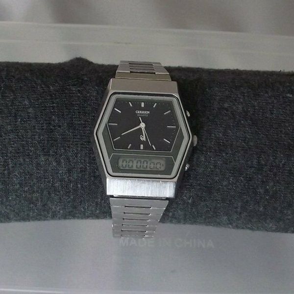 Vintage Citizen Crystron 41-8056 Lcd Digital Ana Digi, Crown Control ...