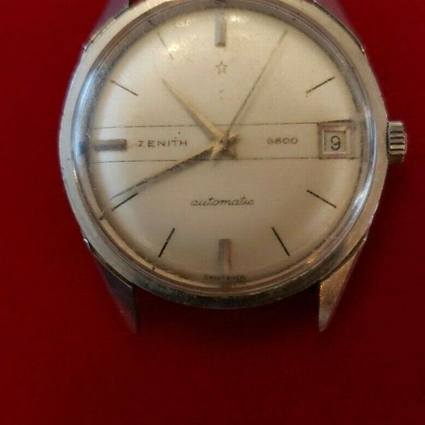 Circa 1965 Zenith 30 Jewel Stainless #6600 Automatic Date Runs NO ...