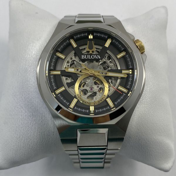 Bulova Maquina Automatic Skeleton Dial Stainless Steel Men's Watch ...