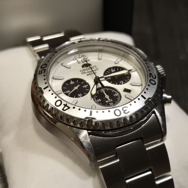 Orient Mako RN-TX0203S Chronograph Solar Watch Panda Dial White Black ...