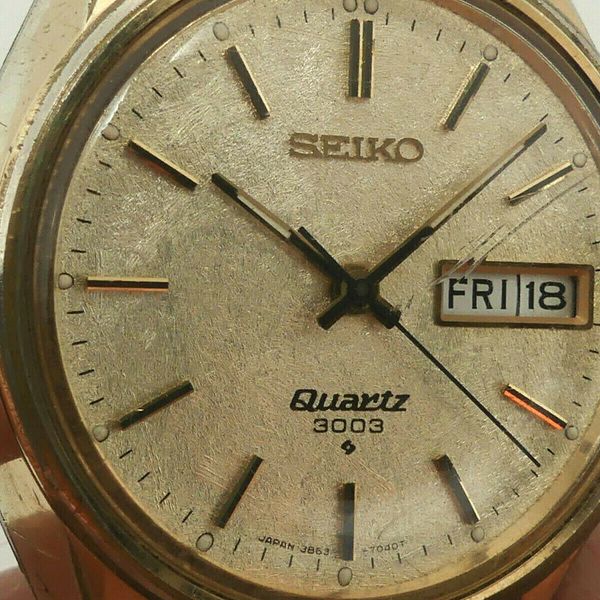 SEIKO 3003 Quartz Day-Date w/ GRAND SEIKO Style Snowflake Gold Dial ...