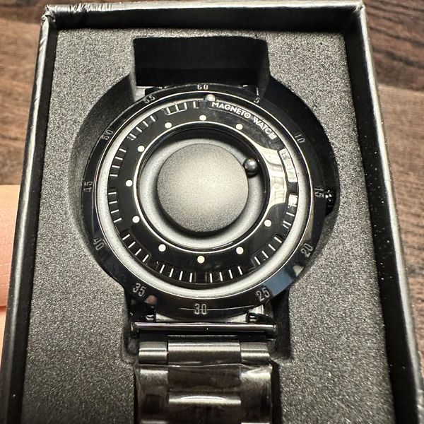 Magneto Watch Black Stainless Magnetic Ball Bearing Tactile New in Box ...