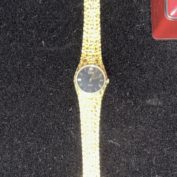 Vintage GRUEN Diamond Precision Quartz Watch Gold Tone Nugget Style ...