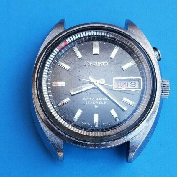SEIKO No. 4006-7001 BELL-MATIC BLACK DIAL AUTO 17 JEWEL ALARM ...