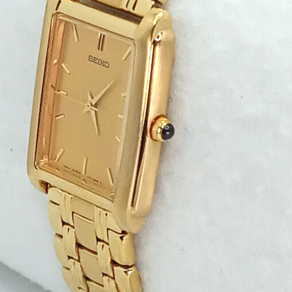 Seiko El Dorado Tank V701-5E49 Gold Tone Women's Watch New Battery ...