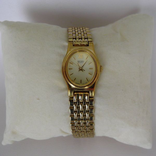 Seiko ladies vintage gold plated bracelet quartz dress watch Oval face ...