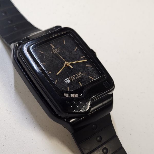 VINTAGE CASIO FLIP-TOP DATA BANK CALCULATOR WATCH FTP-30 MADE IN JAPAN ...