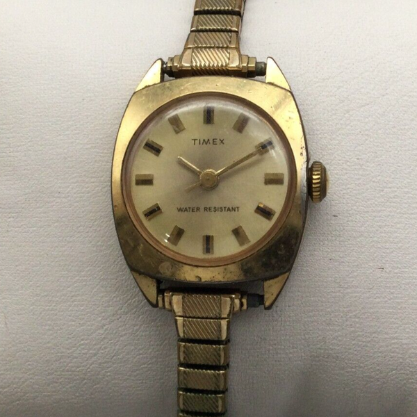 Vintage Timex Watch Women Gold Tone Stretch Band 23mm Manual Wind ...