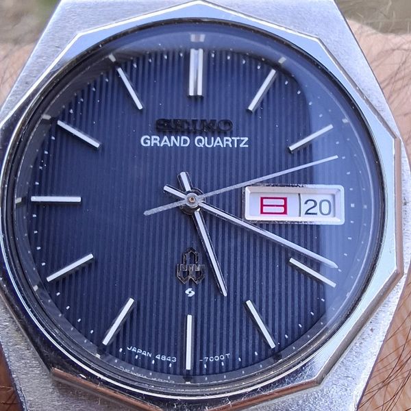 1975 SEIKO GRAND QUARTZ 4843-7000 Decagon Blue Navy Parallel Dial ...