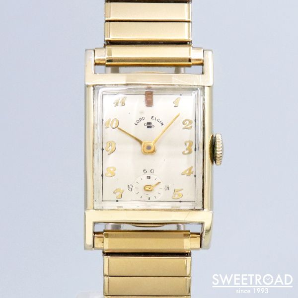 [LORD ELGIN] Square gold / 14KGF / Original dial / Breguet number index ...