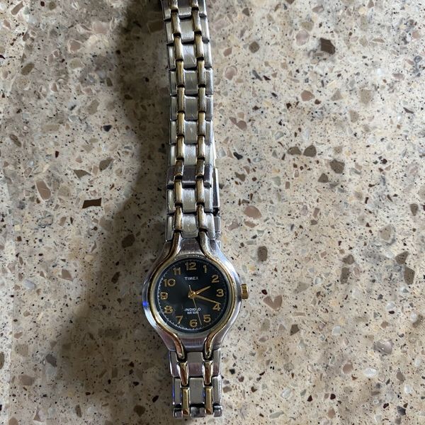 Timex Quartz Watch Indiglo Women WR 50M Black Dial Two Tone ...
