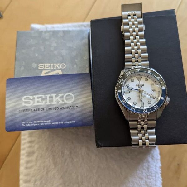 Seiko 5 Sports 42.5mm Automatic GMT Steel Band White Diak SSK033 (Pre ...