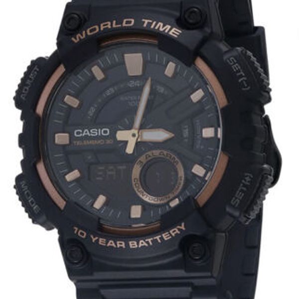 Casio Men's Quartz Date Indicator Navy Blue Resin Band 42mm Watch ...