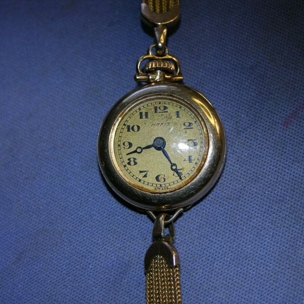 Vintage Ladies 14K Gold Silena Watch Pocket Watch Style Hafis on Dial B ...