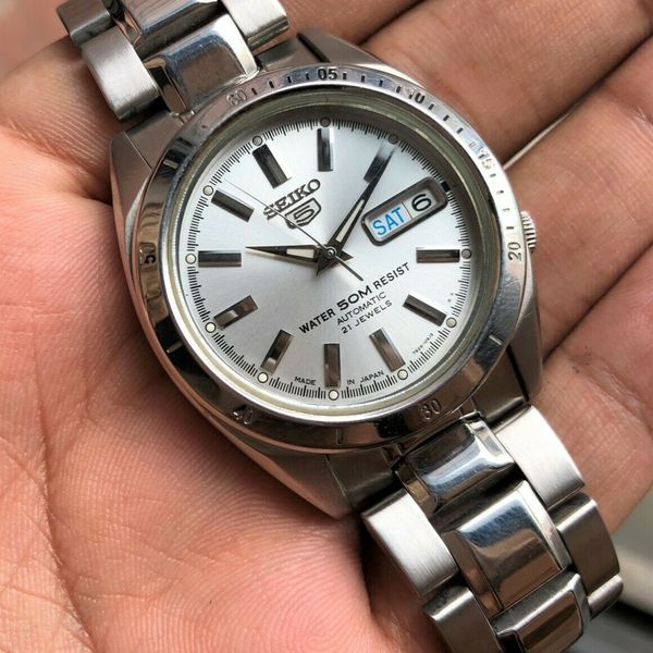 $1 Seiko 5 SNKF47 Sunburst WHITE Stunning dial Vintage 7S26 FULL MINT ...