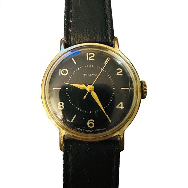 Vintage Rare Timex V-Conic Escapement Mechanical Black GB Menâ s Watch ...