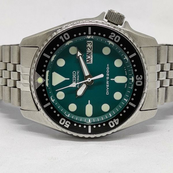 SEIKO DIVER AUTOMATIC WATCH 7S26-0030 SKX013 GREEN FACE MOD SN 1D5463 ...