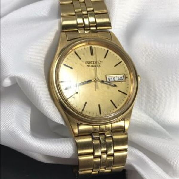 Vintage Mens Seiko Watch 7N43-8A39 Gold Tone Case With Day Date Dial Bin Q | WatchCharts Marketplace