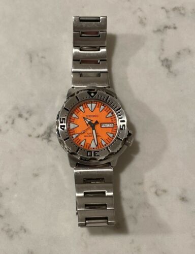 Men's Seiko Monster SRP309 Classic Automatic Dive Watch Orange ...