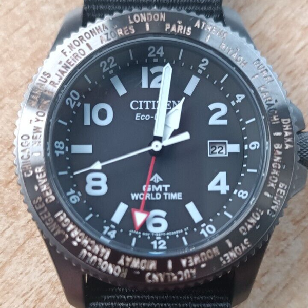 CITIZEN PROMASTER ECO-DRIVE BJ7107 GMT MILITARY FIELD Watch 200M ...