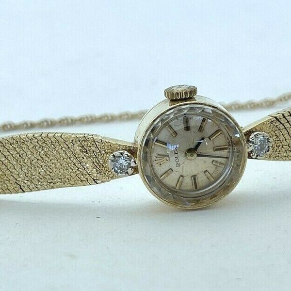 VINTAGE ROLEX 3523 LADIES 14K SOLID YELLOW GOLD DIAMOND BRACELET HAND ...
