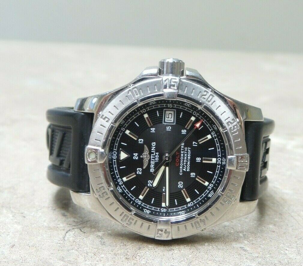Breitling Colt Chronometre Automatic Black Dial Date Wrist Watch A17380 ...