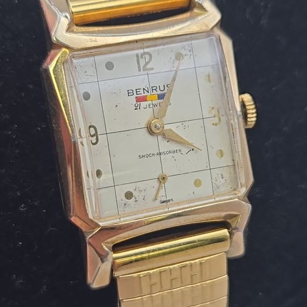 Benrus Deluxe Checker Dial 10k RGP Swiss Manual Wind Wristwatch ...