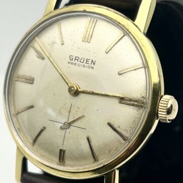 #2 Vintage Gruen Precision 510 James Bond Mens Watch 1960s new Crystal ...