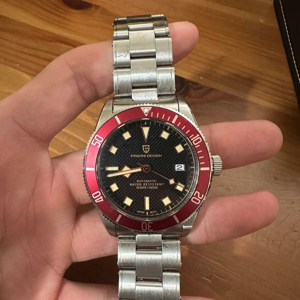 42mm Gold and red Pagani design diver's watch japan automatic 200m ...