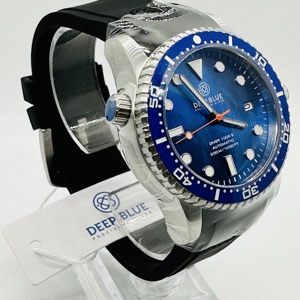 DEEP BLUE DIVER 1000 AUTO DIVE WATCH-BLUE MOTHER OF PEARL 40mm DIAL ...