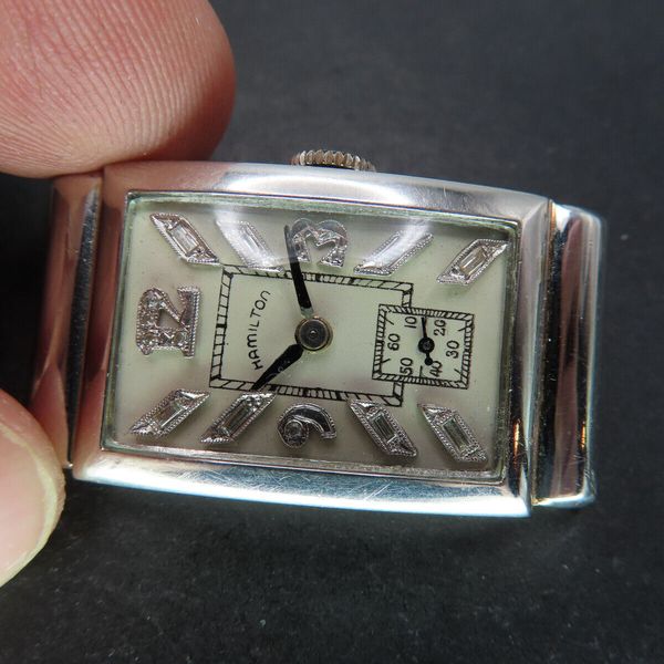 c1946 Mens Hamilton 980 Wristwatch, 17j, Platinum Case, Diamond Dial ...