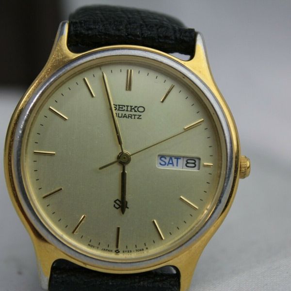 Vintage Seiko (5Y23-7030) Gold-Tone "Day/Date" Stainless Steel Men's ...