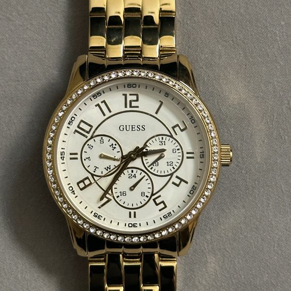 Guess Steel Day Date Quartz Analog W0031L2 Watch New Battery ...