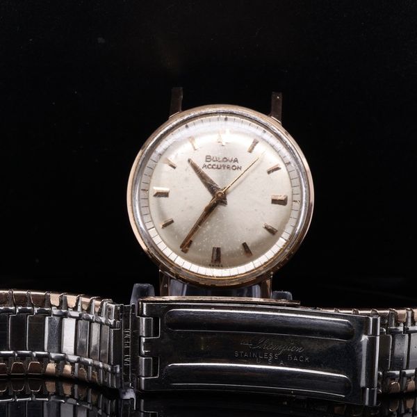Vintage Bulova Accutron M4 Pink Gold Plated Mens Watch & Bracelet ...