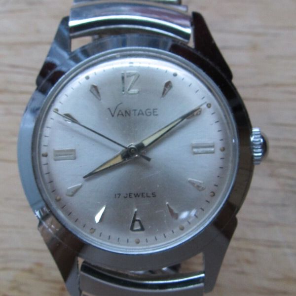 Vantage by Hamilton antique watch 17 jewels stretch all stainless steel ...