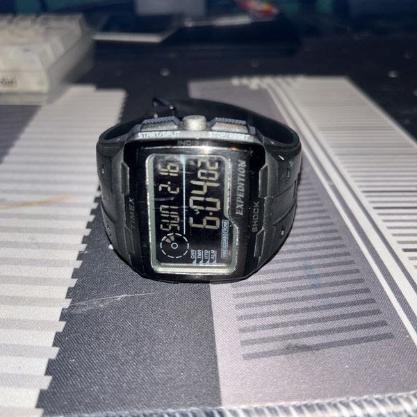 Pre Owned Timex Expedition Grid Shock Black Resin Strap Indiglo ...