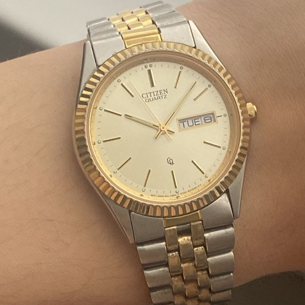 Citizen Fluted Bezel Mens - Gents Watch Day Date Two Tone Vintage ...