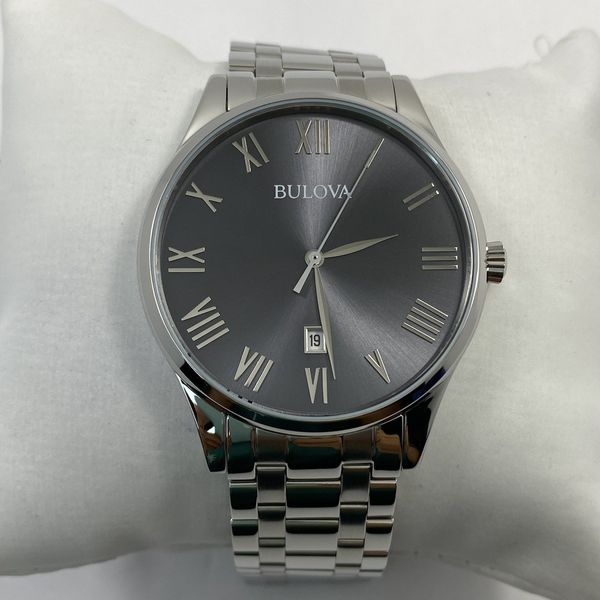 Bulova Classic Quartz Gray Dial Silver Tone Stainless Steel Men's Watch ...
