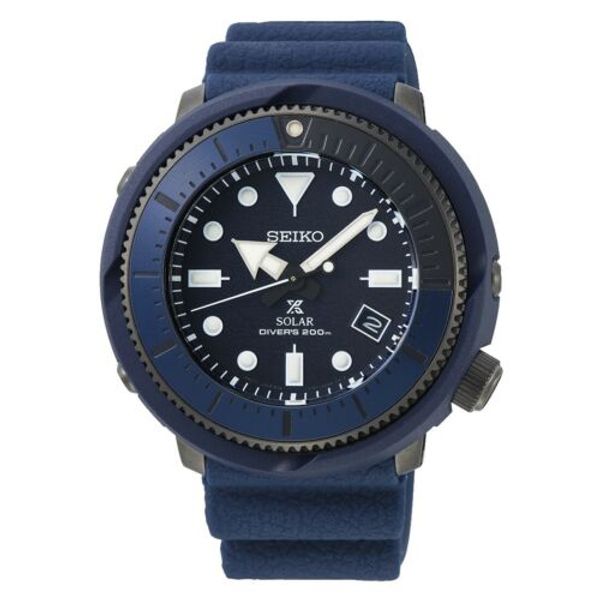 Seiko Prospex 200m Divers 46.7mm Blue Solar Watch With Silicone Band ...