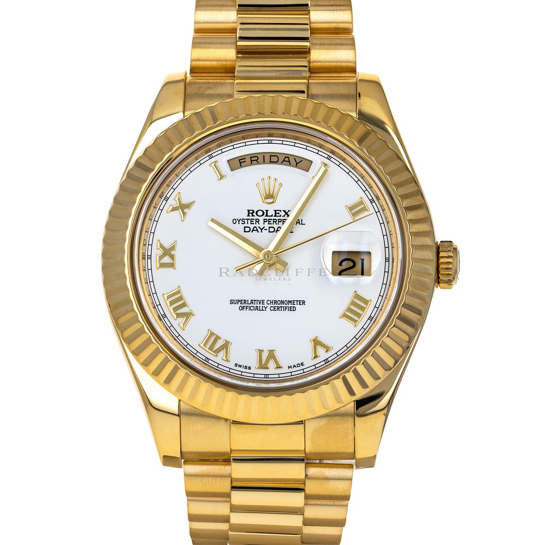 FS- Rolex 218238 Day-Date White Dial 18k Yellow Gold President Box ...