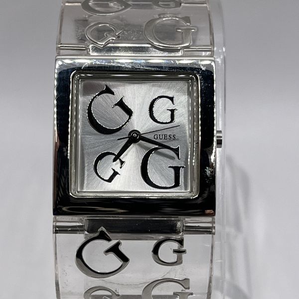 Guess Women's Watch Clear & Silver Logo 7.5" Band 26mm Case- New ...
